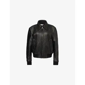 Bottega Veneta Intrecciato Leather Bomber Jacket - Double Black