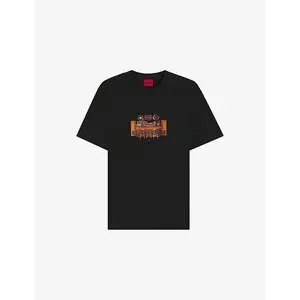 Hugo Artwork-print Short-sleeved Cotton-jersey T-shirt