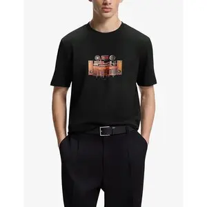 Hugo Artwork-print Short-sleeved Cotton-jersey T-shirt