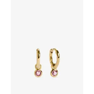 Monica Vinader October Birthstone 18ct Yellow- Vermeil And Pink Tourmaline Huggie Earrings - Gold
