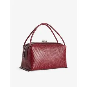 VERAFIED Café Mini Python-print Leather Shoulder Bag