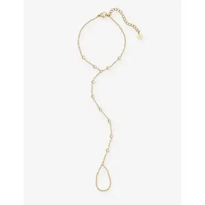 INDIGO LUNE Amoura 18ct Plated Stainless-steel And Cubic Zirconia Hand Chain - Gold