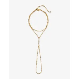 INDIGO LUNE Lira 18ct Plated Stainless-steel And Cubic Zirconia Hand Chain - Gold