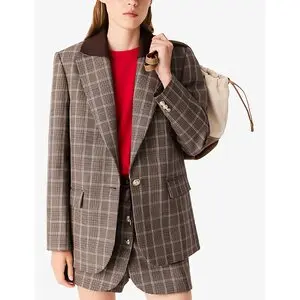 Maje Checked Single-breasted Wool-blend Jacket