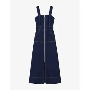 RO&ZO Zip-front Sleeveless Denim Midi Dress - Blue
