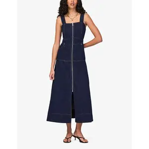 RO&ZO Zip-front Sleeveless Denim Midi Dress