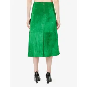 Bottega Veneta Wrap-front A-line Suede Midi Skirt