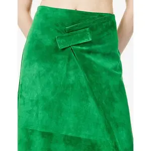 Bottega Veneta Wrap-front A-line Suede Midi Skirt