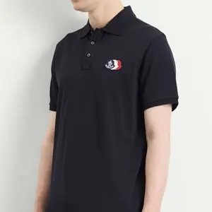 Moncler Cotton Pique Logo Polo - Navy