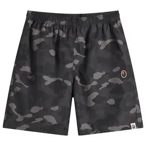 A BATHING APE Colour Camo One Point Beach Shorts - Black