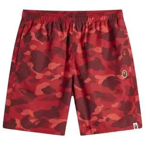 A BATHING APE Colour Camo One Point Beach Shorts - Red