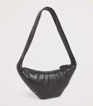 LEMAIRE Medium Grained Leather Croissant Shoulder Bag - Brown
