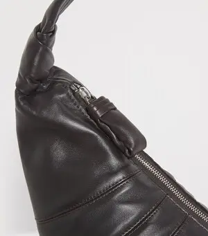 LEMAIRE Medium Grained Leather Croissant Shoulder Bag - Brown