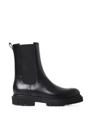 ANNA F. Leather Ankle Boots - Black