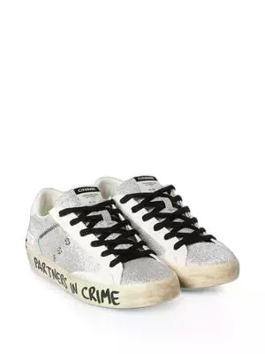 CRIME LONDON Distressed Glitter-detail Sneakers