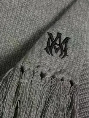 Amiri Logo-embroidered Fringed Cashmere Scarf