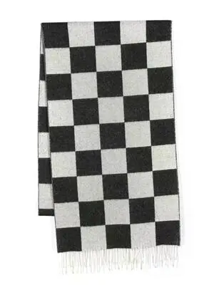 Amiri Checkerboard-pattern Knit Scarf - Black