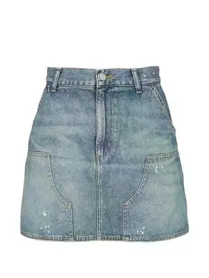 Carhartt Work In Progress Paint-splatter Denim Skirt - Blue