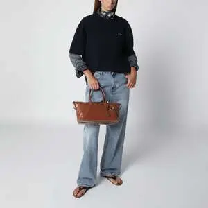 Miu Miu Glossy Leather Top Handle Bag - Brown
