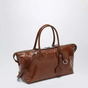 Miu Miu Glossy Leather Top Handle Bag - Brown