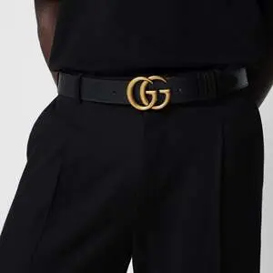 Gucci Reversible /brown Leather Belt With Double G Buckle