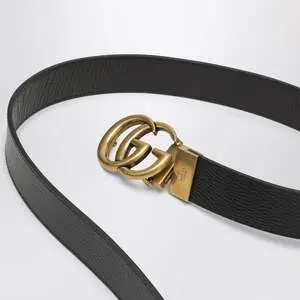 Gucci Reversible /brown Leather Belt With Double G Buckle