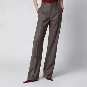 Saint Laurent Mid-rise Tailored Wool Trousers - Brown