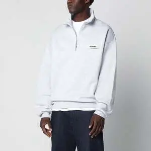 Jacquemus Light Zip-neck Sweatshirt With Gros Grain Logo - Grey