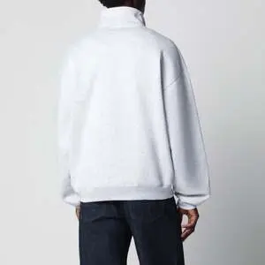 Jacquemus Light Zip-neck Sweatshirt With Gros Grain Logo - Grey