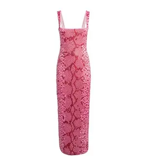 CLIO PEPPIATT Snake Medusa Midi Dress - Red