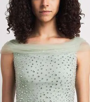 Jenny Packham Tulle Embellished Shayla Gown - Green