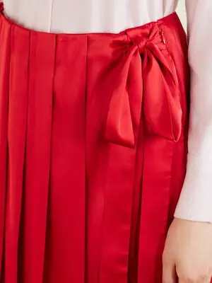 Simone Rocha Pleated Sheer Satin Midi Skirt