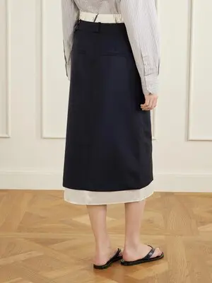 RÓHE Ruched Wool And Mohair-blend Midi Skirt - Blue