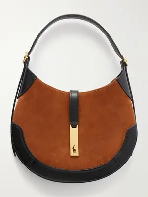 Polo Ralph Lauren Leather-trimmed Suede Shoulder Bag - Brown