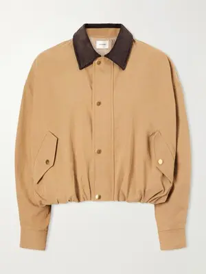 FRAME Leather-trimmed Cotton And Tencel™ Lyocell-blend Jacket - Brown