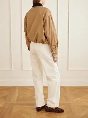FRAME Leather-trimmed Cotton And Tencel™ Lyocell-blend Jacket