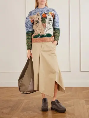 Stella McCartney Mélange Knitted Embroidered Wool Sweater