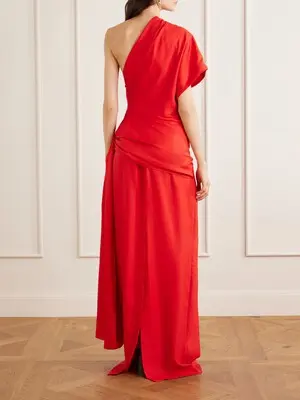 HEIRLOME Helena One-shoulder Silk-twill Maxi Dress