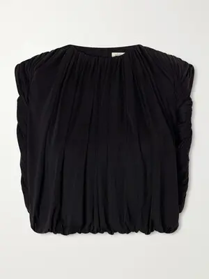 HEIRLOME Effie Gathered Silk-jersey Tank - Black