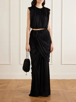 HEIRLOME Effie Gathered Silk-jersey Tank - Black