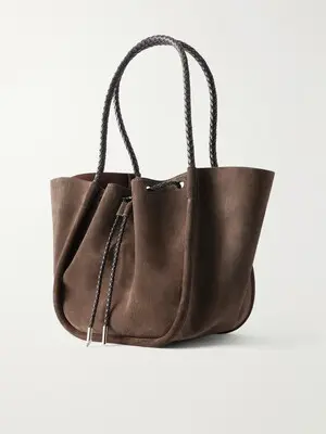 Proenza Schouler Ruched Suede Tote With Leather Trim - Gray