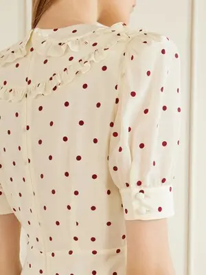 Alessandra Rich Polka-dot Silk Midi Dress - Neutrals