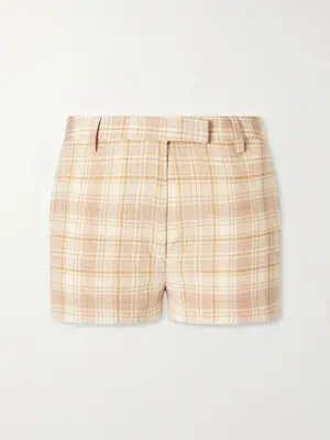 Alessandra Rich Checked Silk Shorts - Neutrals