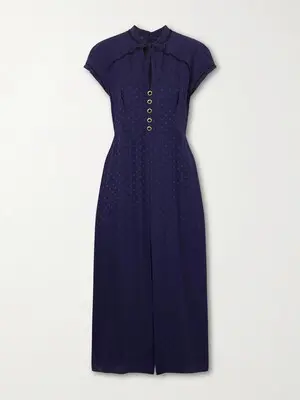Alessandra Rich Silk Jacquard Star Motif Midi Dress
