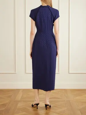 Alessandra Rich Silk Jacquard Star Motif Midi Dress