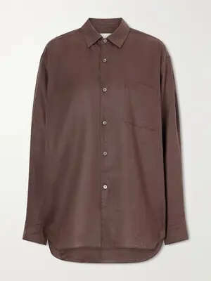 SSSTEIN Oversized Linen Shirt - Brown