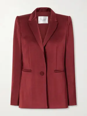 Galvan Sculpted Satin Blazer - Red