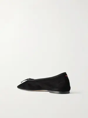 AeydĒ Tiby Suede Ballet Flats With Bow Detailing - Black