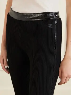 COURREGES Ribbed Flared Vinyl Pants