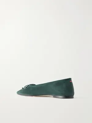 AeydĒ Tiby Suede Ballet Flats With Bow Detailing - Green
